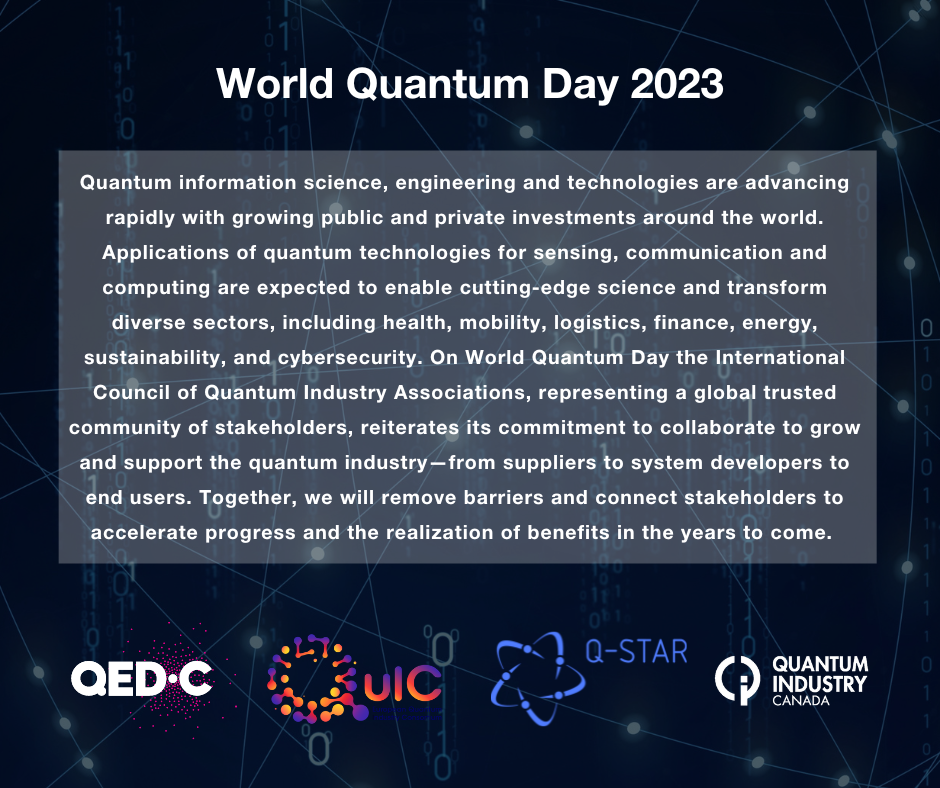 World Quantum Day 2023 Joint Statement (QED-C, QuIC, Q-STAR QIC) - QuIC